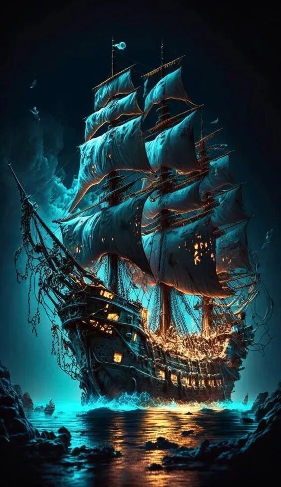 Алмазная Мозаика "Пиратский Корабль" 40х50См Алмазная Вышивка / Живопись Стразами, Полная Экспозиция