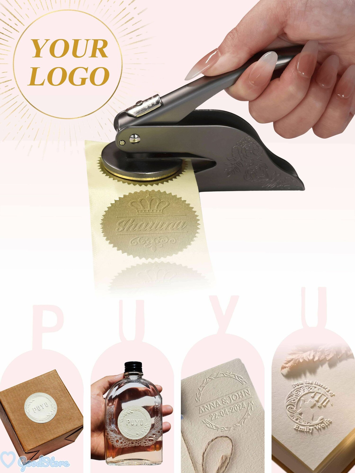 PUYU Индивидуальный ручной пресс для тиснения из нержавеющей стали и латуни