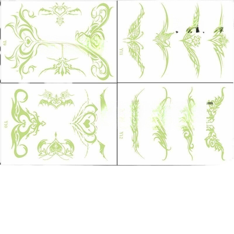 Горячие продажи светящихся стираемых наклеек с татуировкой демона для пар, веселые сексуальные татуировки для взрослых, грязные сексуальные наклейки на грудь и нижнюю часть живота