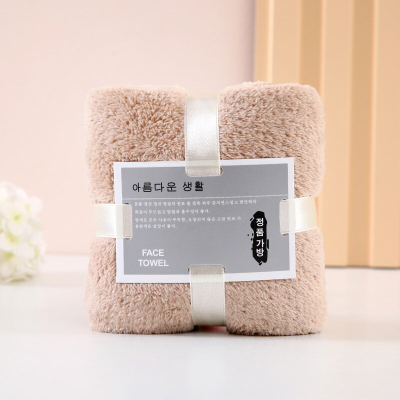 Оптовая продажа коралловых бархатных полотенец с картами Верблюжий цвет_35*75