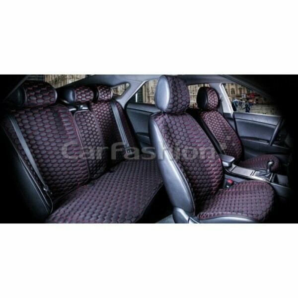 Накидки для Lexus / Лексус IS250 RX300 RX330 RX350 GX470 и др. CARBON PLUS полиэстер(карбон) черный/красный/черный