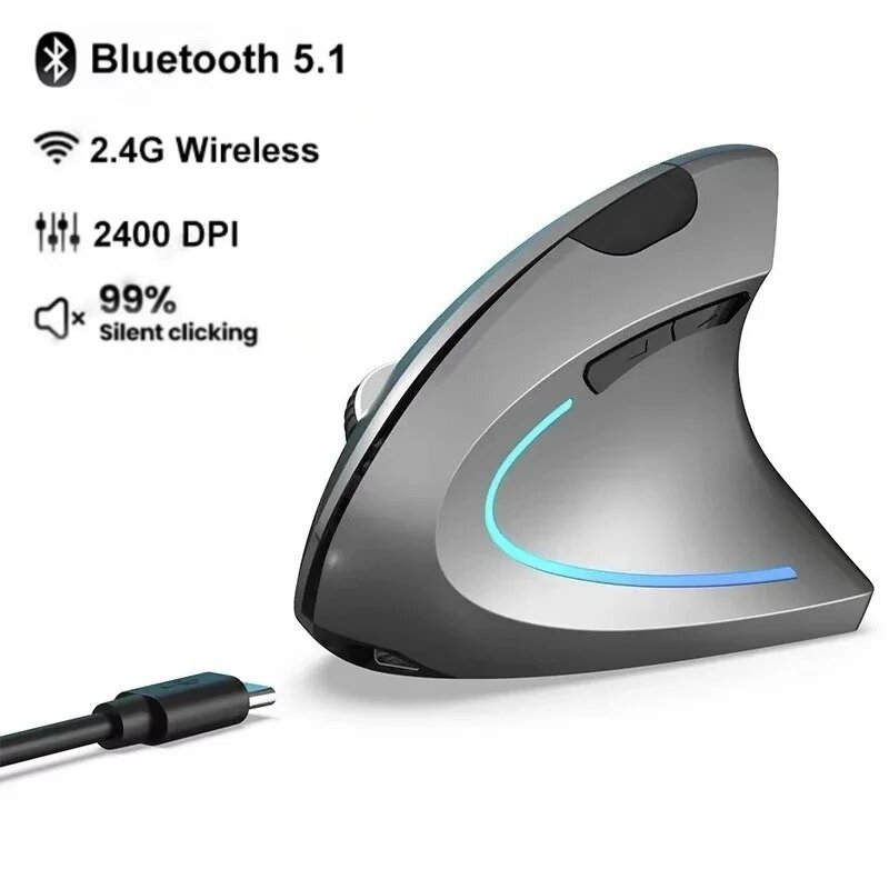 Беспроводная вертикальная мышь 2400 DPI Bluetooth 5.1