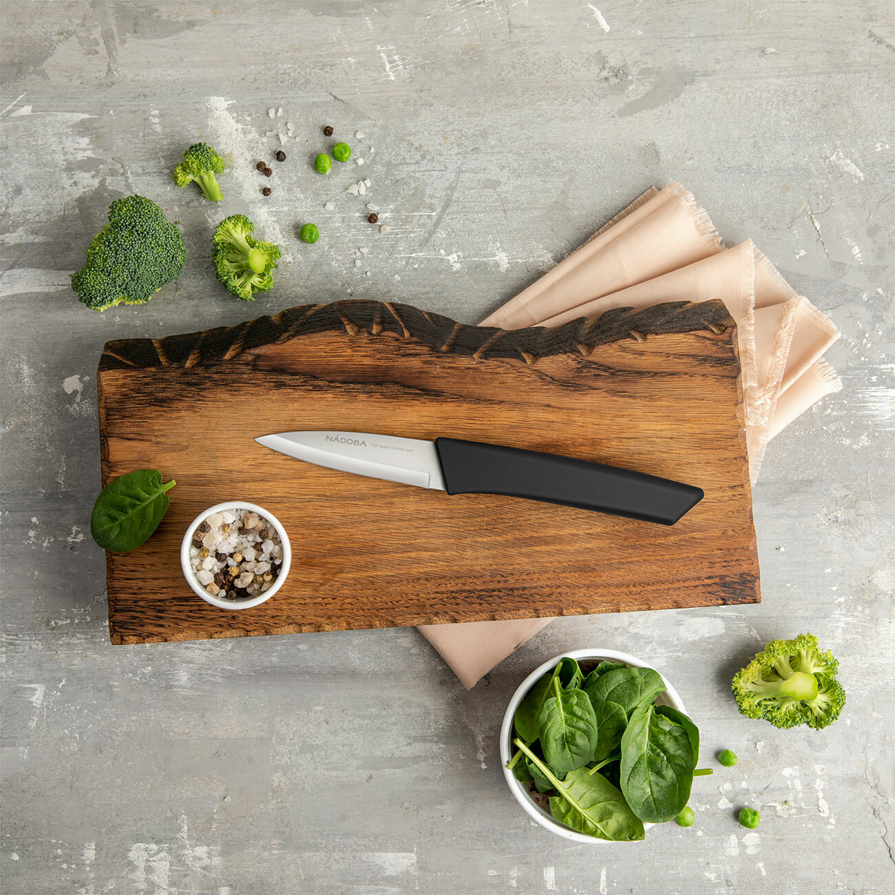 Нож для овощей NADOBA, серия NEDA, для чистки овощей и фруктов, нержавеющая сталь, длина лезвия 9 см