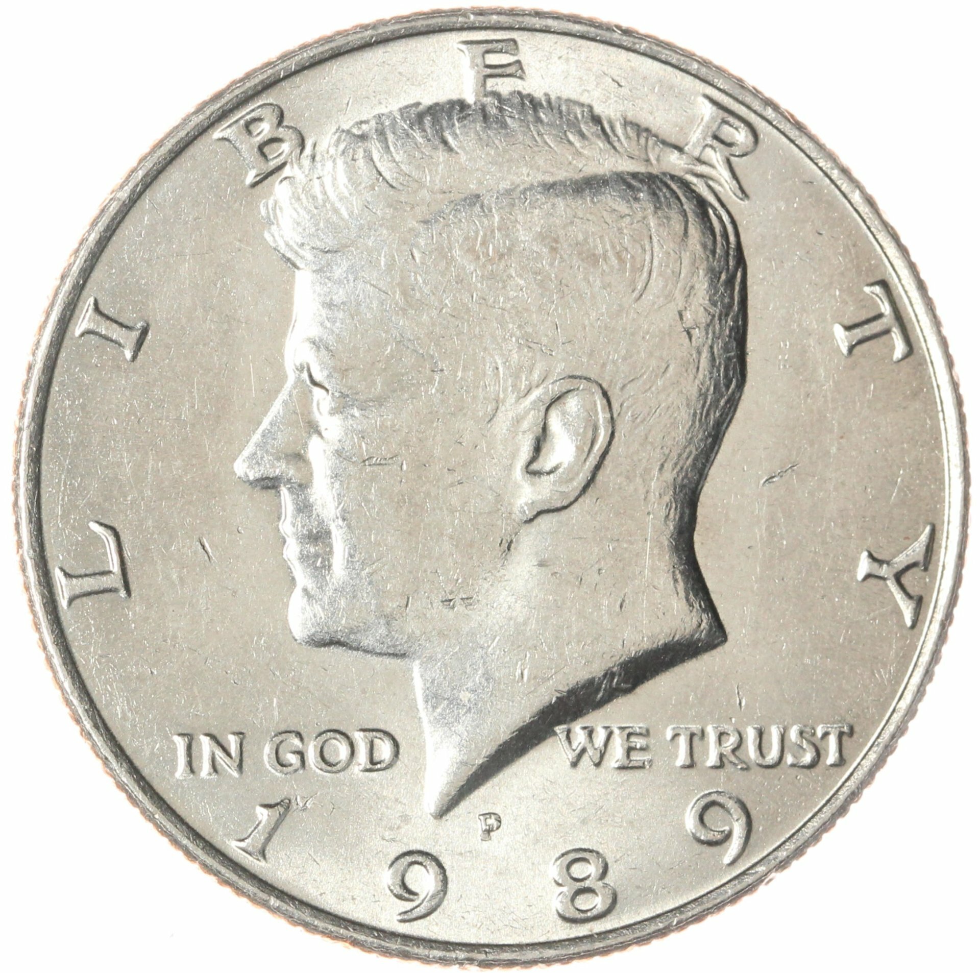 США 50 центов 1/2 доллара, half dollar 1989 P Kennedy Half Dollar Кеннеди знак монетного двора "P" - Филадельфия, Медь, в сохранности AU-UNC