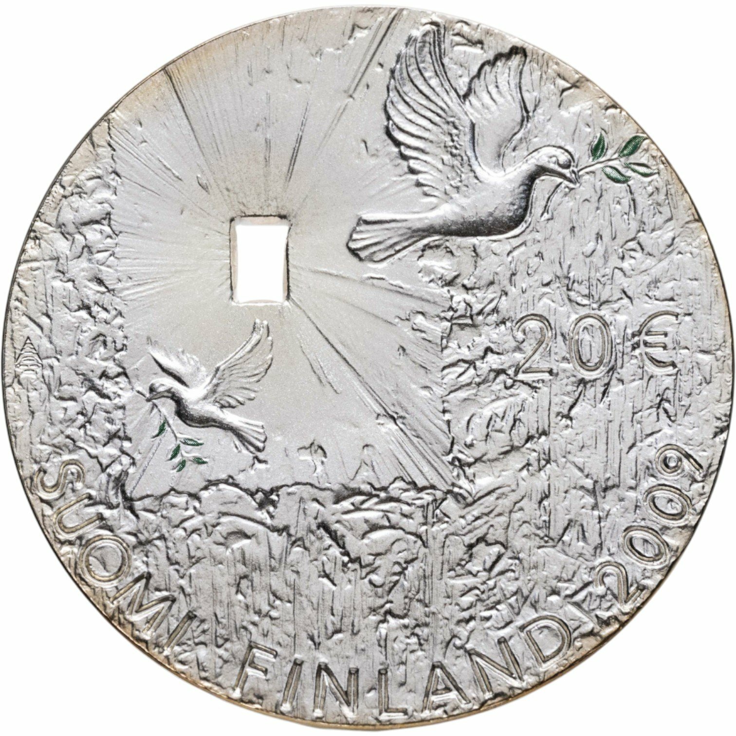 Финляндия 20 euro евро 2009 мир и безопасность, Серебро 925, в сохранности UNC
