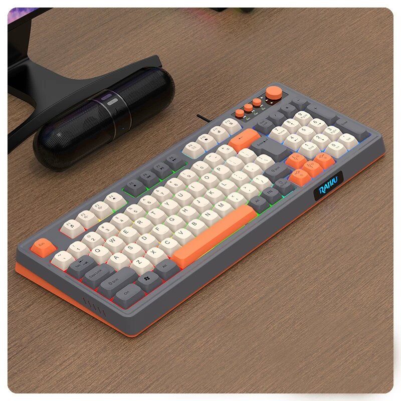 Комплект проводной клавиатуры и мыши Leikui с цветными блоками для игр, механический, для настольного компьютера,