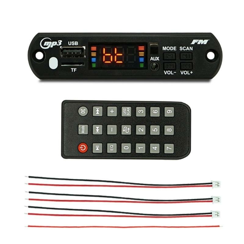 Модуль декодера MP3 для автомобиля с усилителем 2x40 Вт и Bluetooth 5.0, силиконовый пульт дистанционного управления