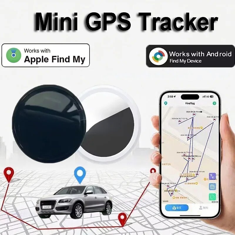 Чехол для Apple AirTag, черный, с кожаной вставкой — фото 1