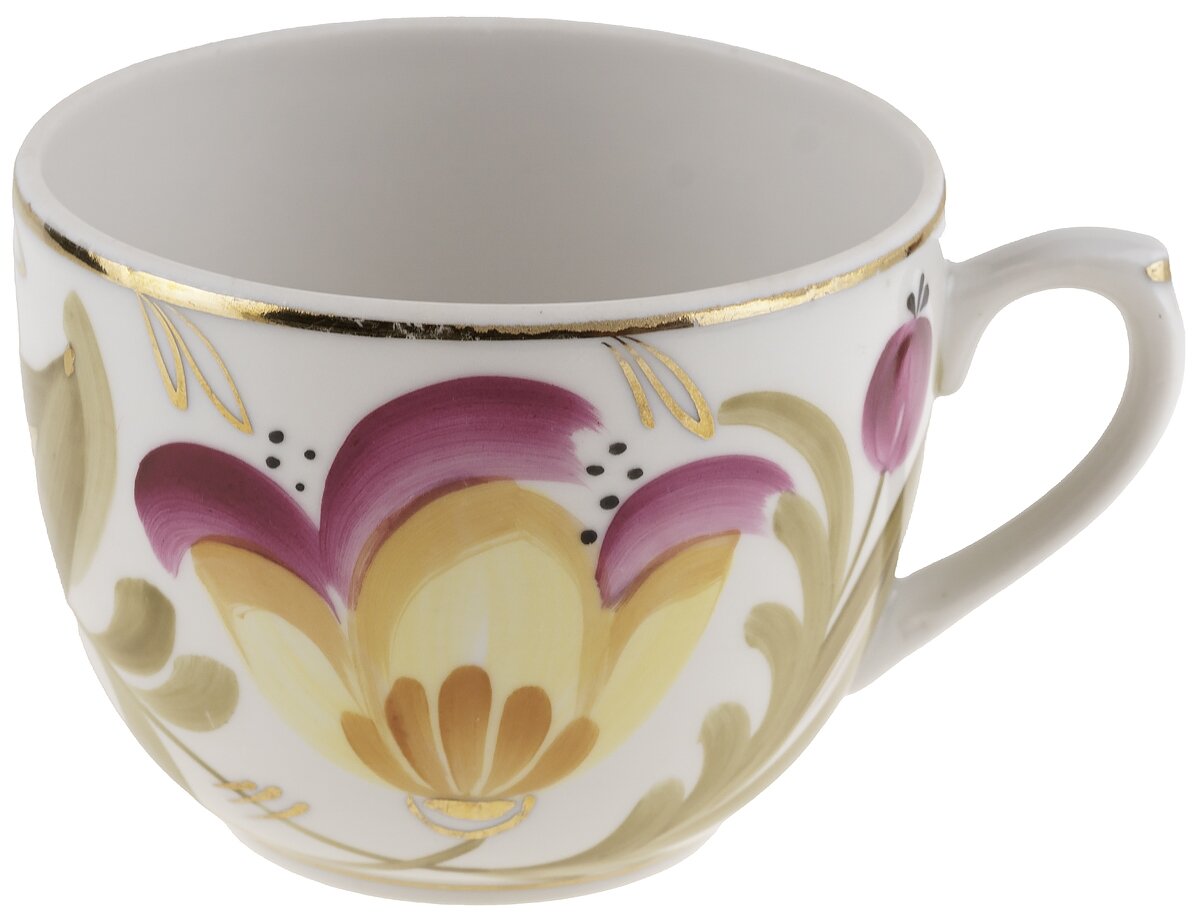 Чайная чашка "Маки", Фарфор, винтаж, Вербилки, СССР, 1954-1965 гг.