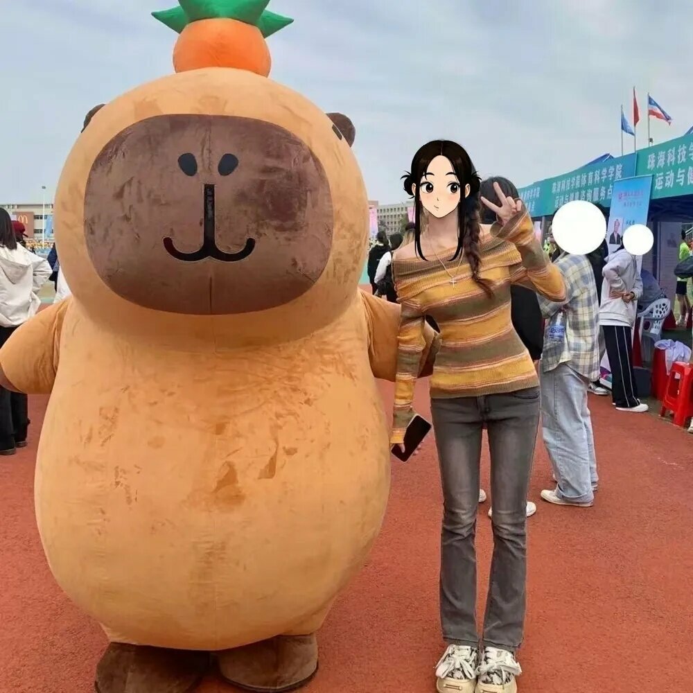 Надувной костюм гигантского капибары, наряд для выступления на карнавальной вечеринке