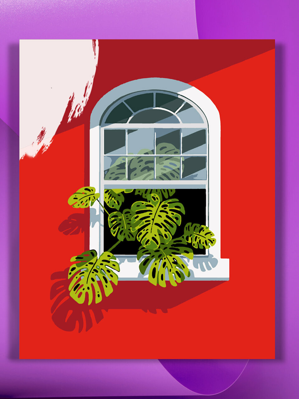 Картина по номерам на холсте Монстеры в окошке, 30 х 40 см