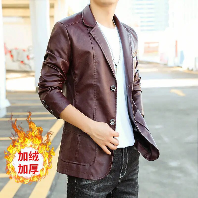 Мужская кожаная куртка WOODHIGH 2XL, Burgundy velvet