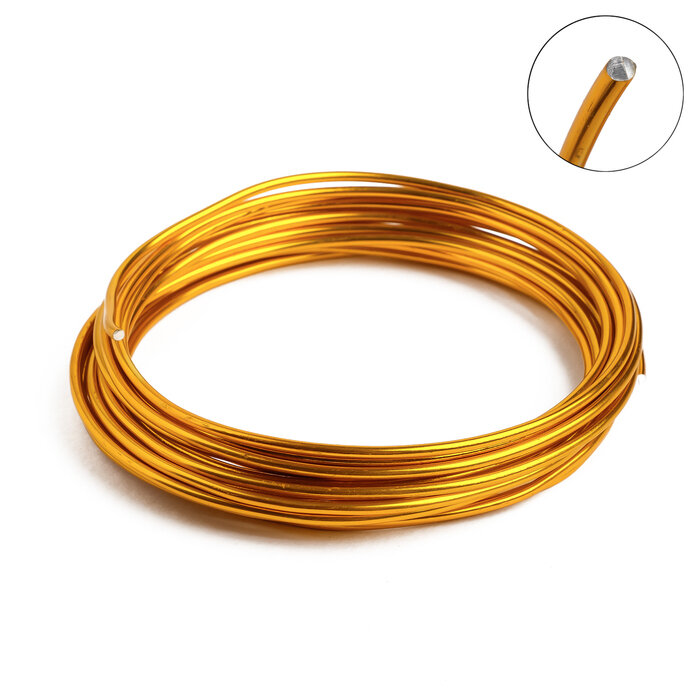 Проволока для плетения D 2.5мм, намотка 5м, цвет золотой