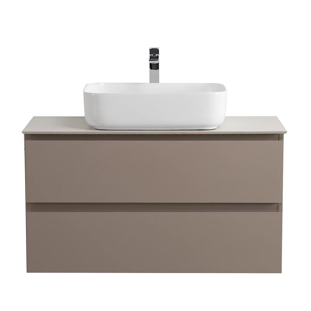 Тумба под раковину со столешницей BelBagno Kraft 80 подвесная, бежевая, матовая, из МДФ, тумба для ванной, с ящиками