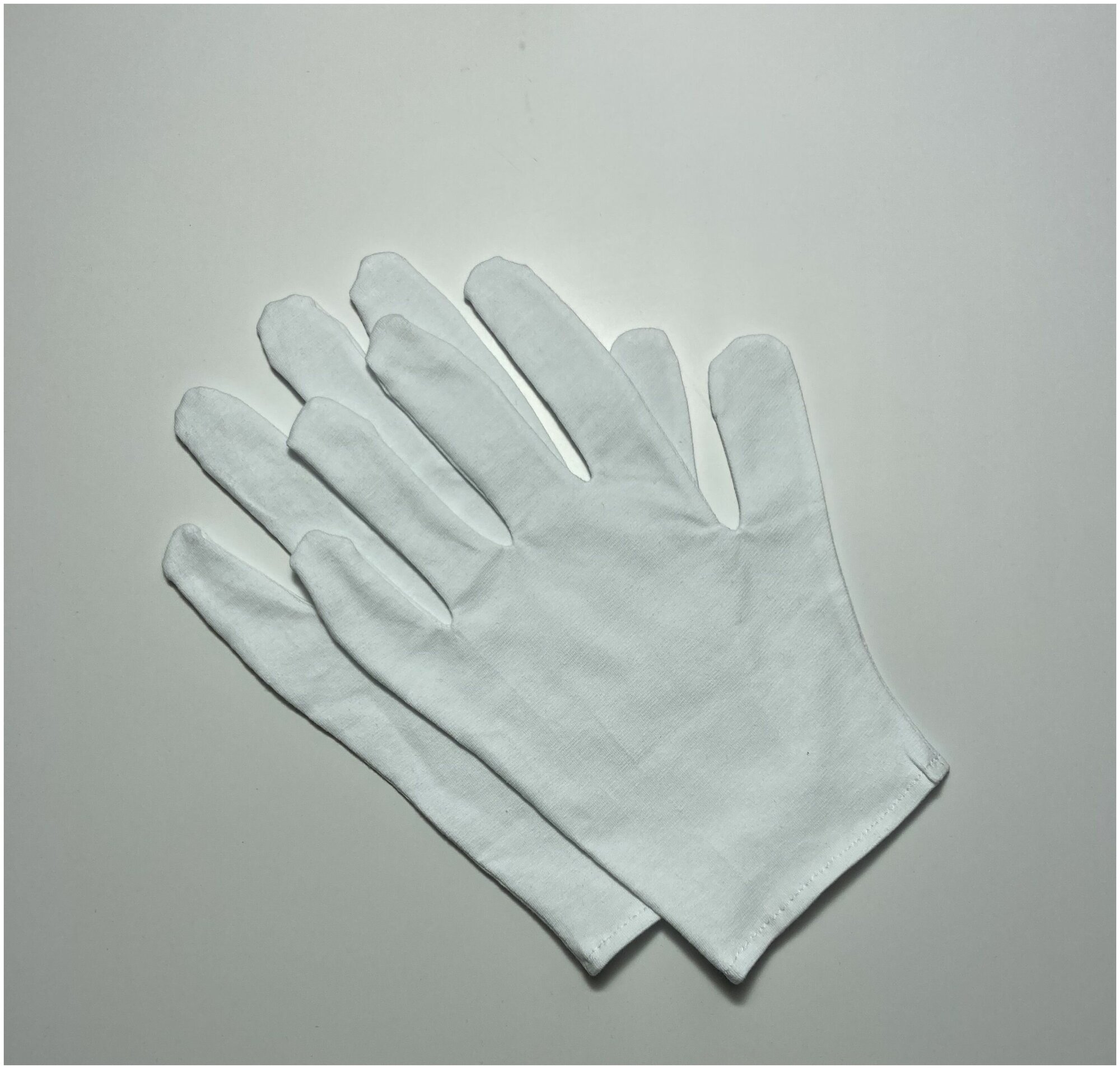 Косметические перчатки 95% хлопок, 5% лайкры, размер L (9), 1 пара.