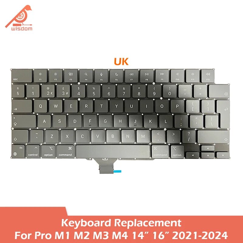 WISDOM ROCK Клавиатура для Macbook M1 M2 M3 M4 Pro/Max 14" 16" черный UK