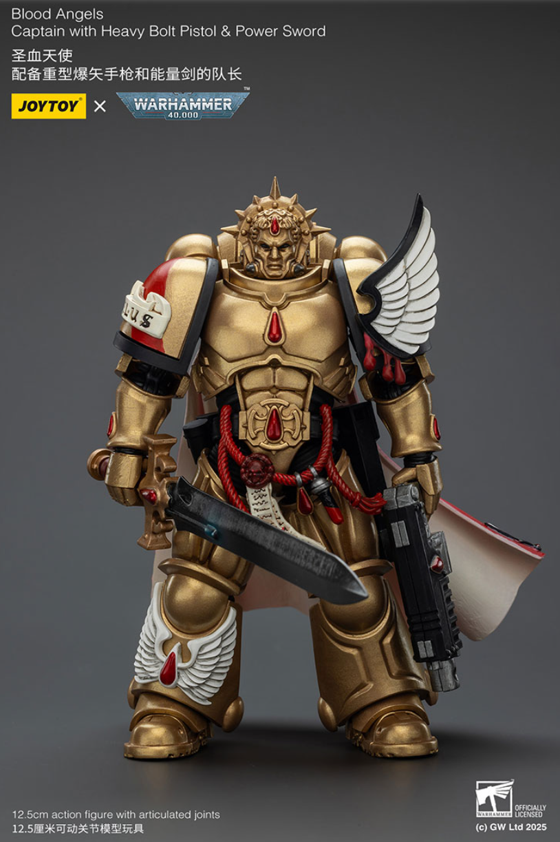 Фигурка JOYTOY Warhammer 40000 Blood Angels Captain with Heavy Bolt Pistol & Power Sword