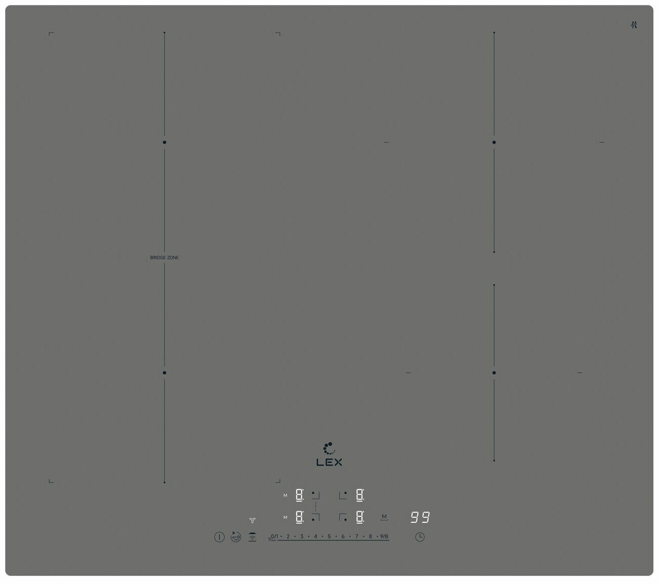 Варочная панель Lex EVI 641A I GR серый, индукционная, FlexZone, таймер