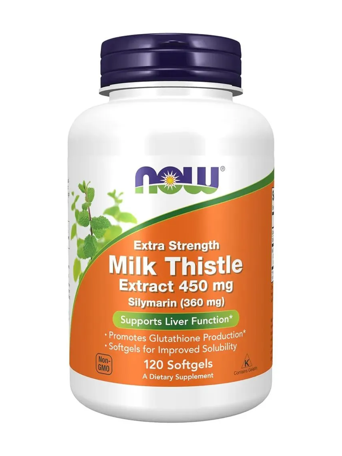 Расторопша капсулы 450 мг, Milk Thistle Extract 450 mg Silymarin (360 mg), NOW, 120 капсул