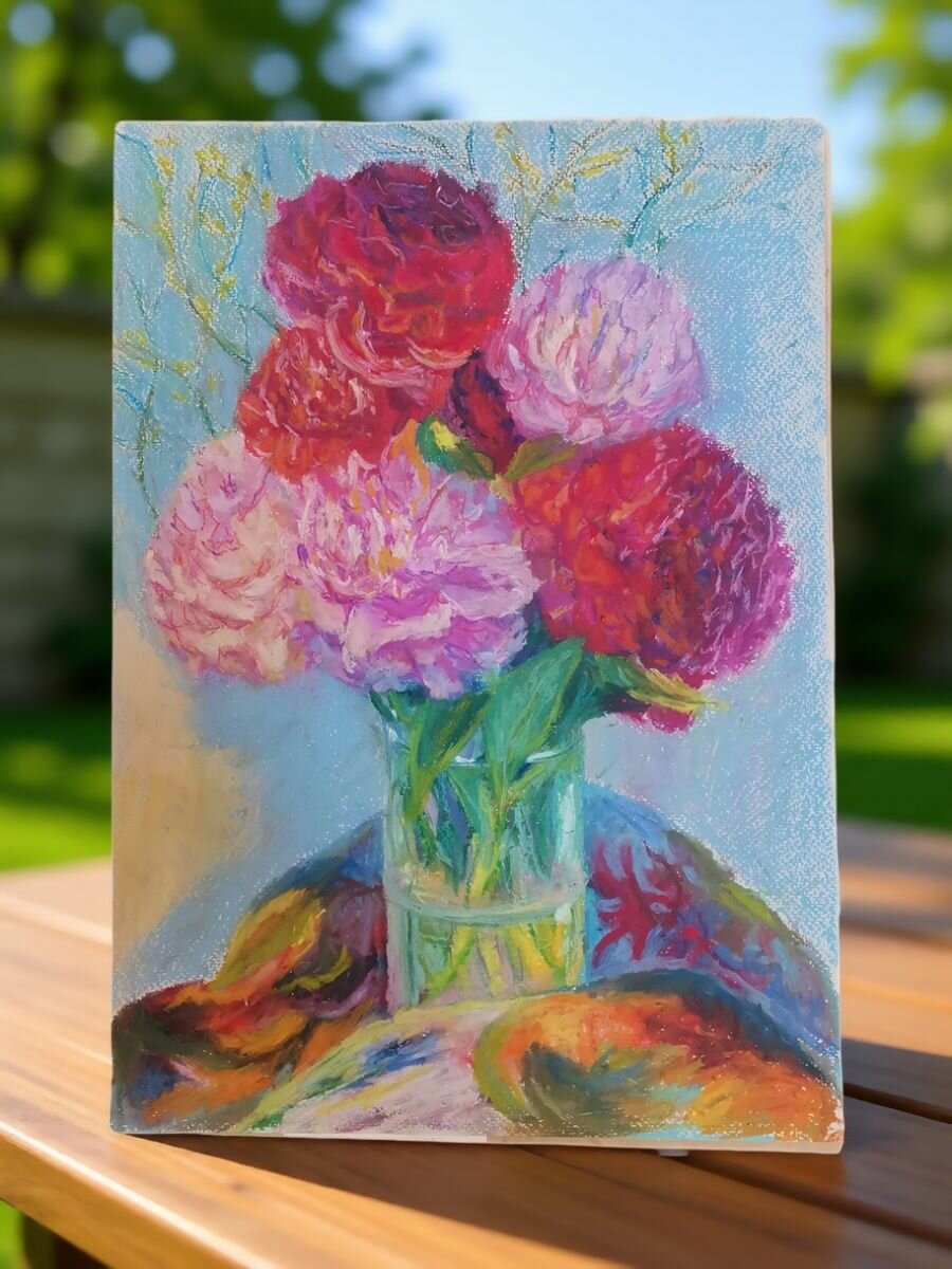 Картина пастелью Букет тюльпанов