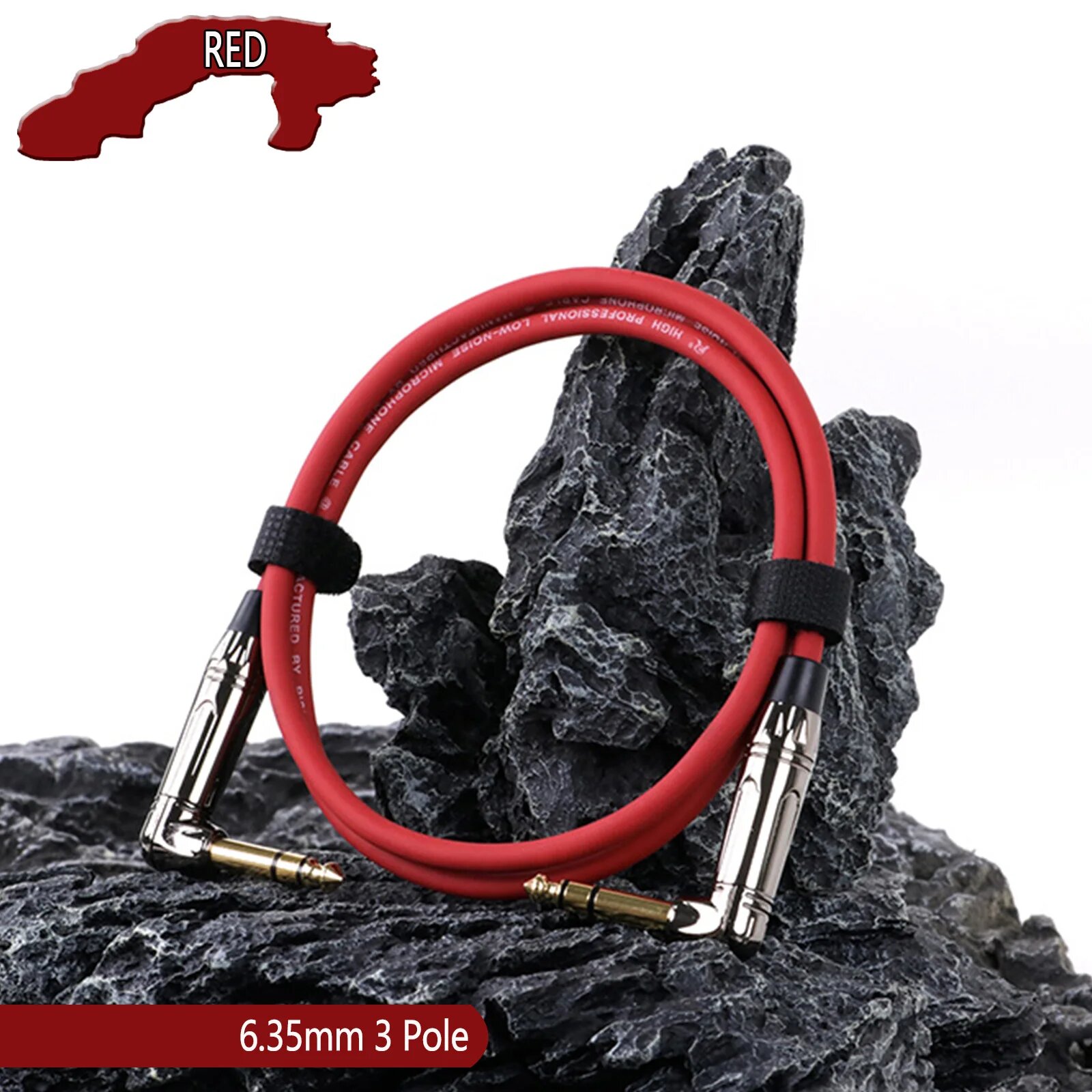 Аудиокабель 6.35mm 3 Pole, 2M, Red-Black Tail