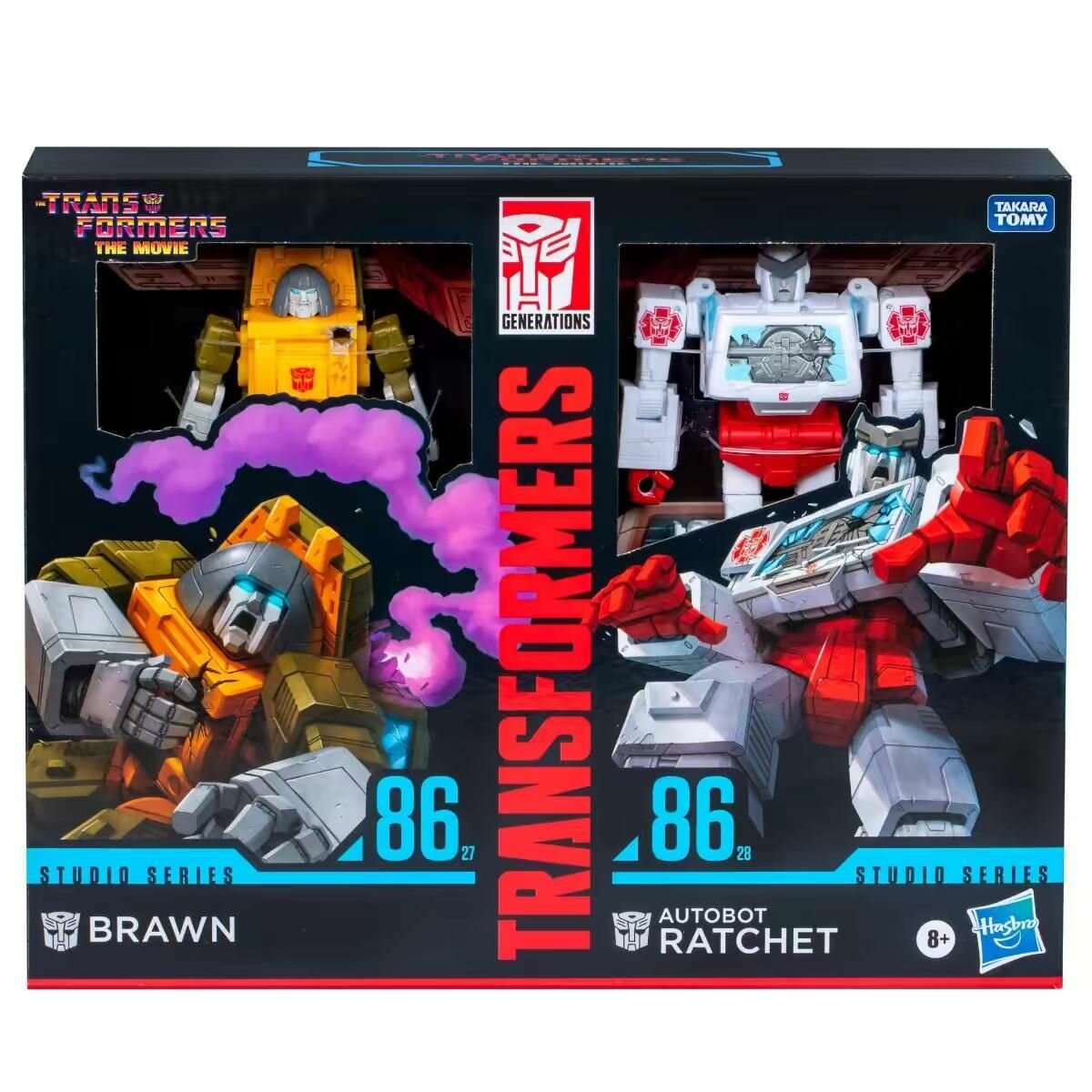 Трансформеры Игрушка хасбро 86-27 Brawn and 86-28 Autobot Ratchet 2-Pack Deluxe Class Transformers Studio Series Transformers: The Movie 86