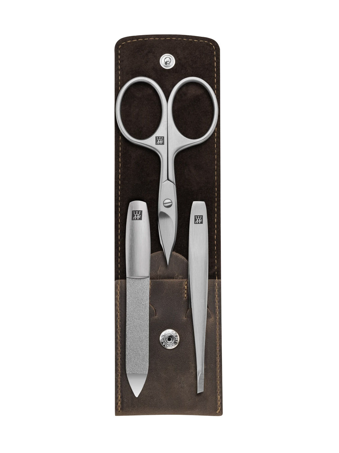 Маникюрный набор TWINOX Mountain, 3 предмета, футляр-карман из коричневой воловьей кожи