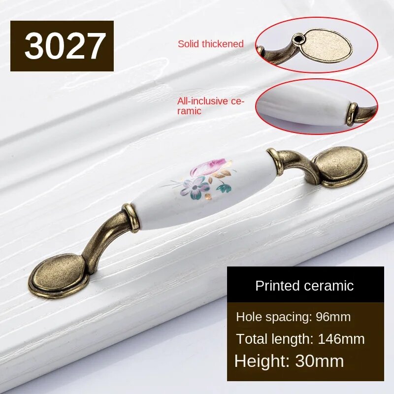 Ручка для шкафа керамическая 3027-96-Orchid, 146 мм