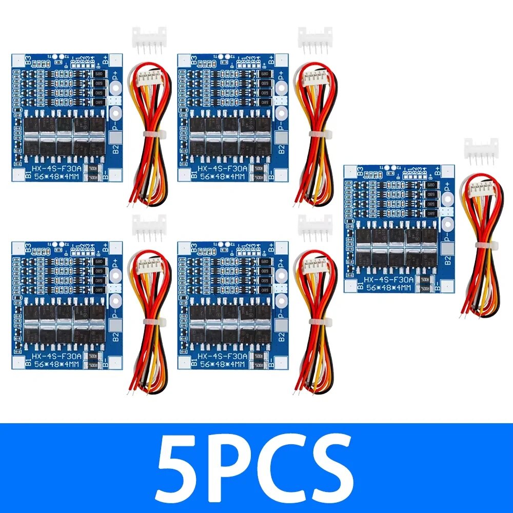 BMS плата защиты 4S 30A синяя 3.2V, 5шт