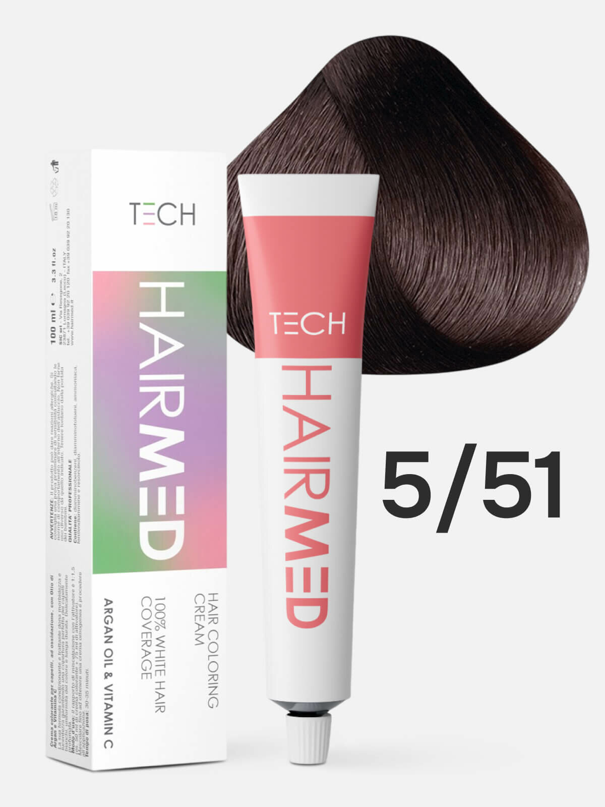 Крем - краска для волос профессиональная Hairmed 5/51 Светлый каштановый Махагоново-пепельный, 100 мл