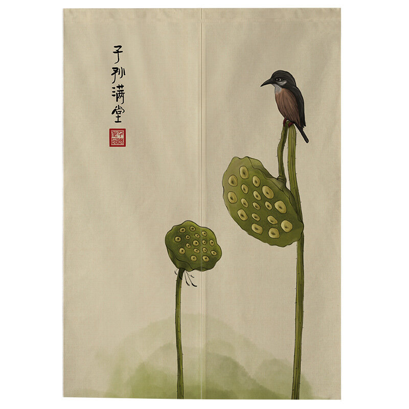 Дверная занавеска в китайском стиле, перегородка-занавеска, кухонная занавеска, домашняя полудлинная тканевая занавеска для спальни, тканевая занавеска в китайском стиле, подвесная занавеска без сверления.