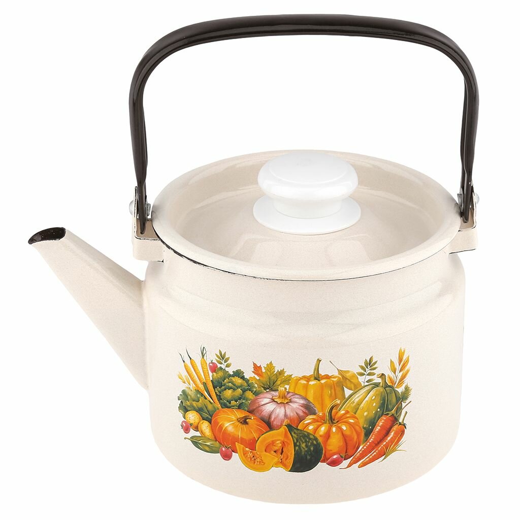 Чайник Лысьвенские эмали "Осенний карнавал" эмалированный, 2 л, металлическая крышка (С-2710П2/4ЖмРч)