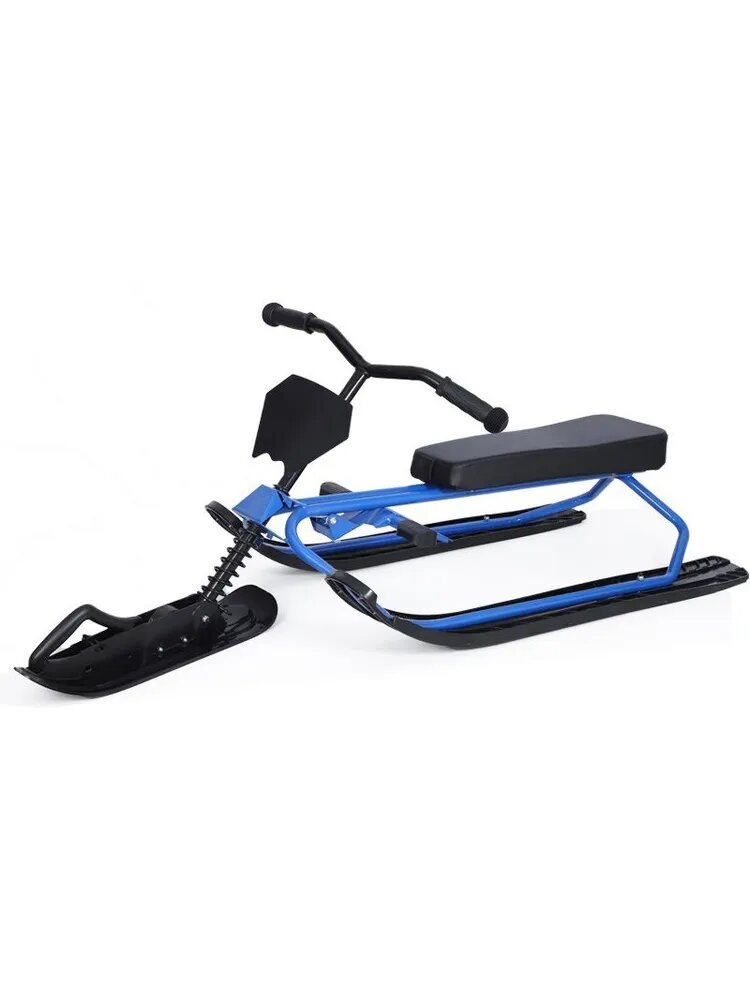Снегокат для взрослых, синий и черный цвет, с поворотным рулем и мягким сиденьем