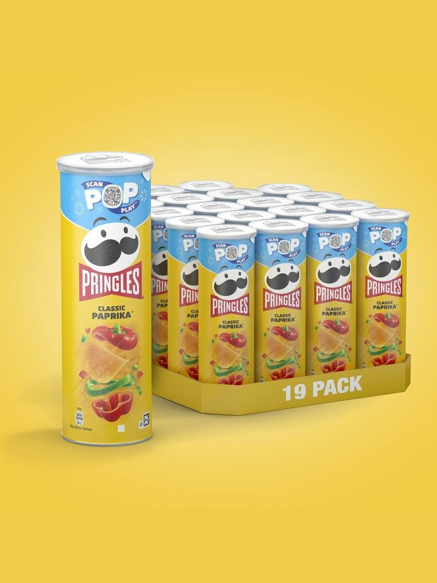 Чипсы Pringles "Сладкая паприка", картофельные, без ГМО, 165 г, 19 шт