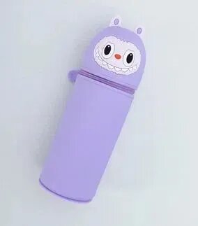 Пенал Лабубу школьный, тубус для канцелярии для девочек, мягкий пенал для школы цилиндр фиолетовый — фото 1