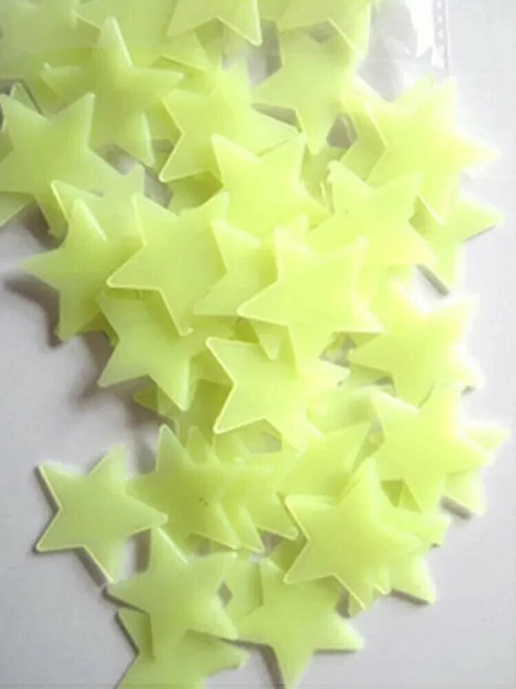 Светящиеся в темноте звезды для потолка и стен, набор 100 шт, люминесцентные наклейки