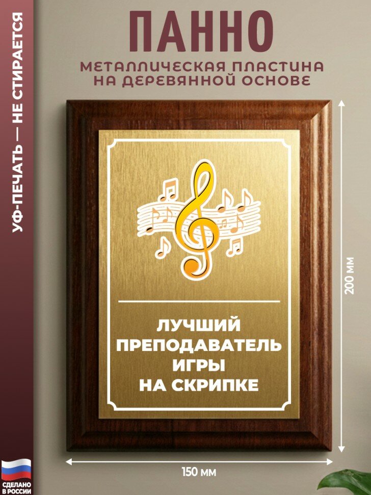 Настенный диплом "Лучший преподаватель игры на скрипке"