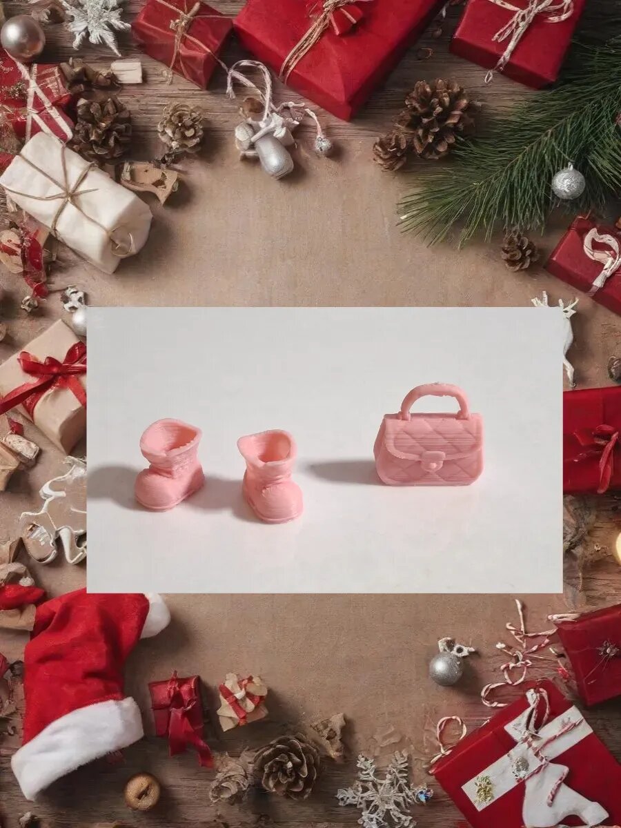 Набор миниатюр "Сумочка и башмаки", для ватной игрушки