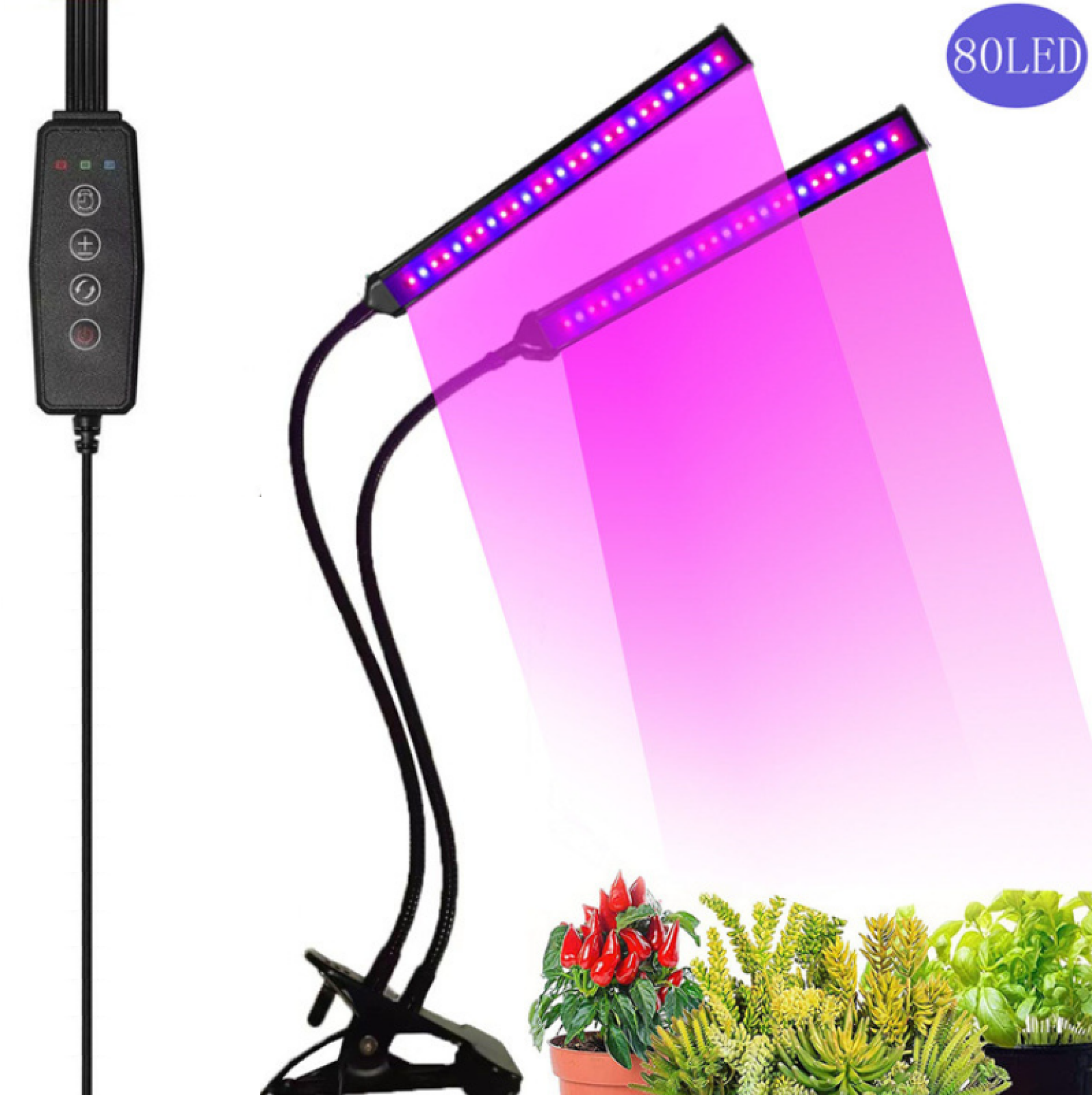 Фитолампа MyPads для рассады и комнатных растений с прищепкой, LED, 3 режима, USB и адаптер 220В