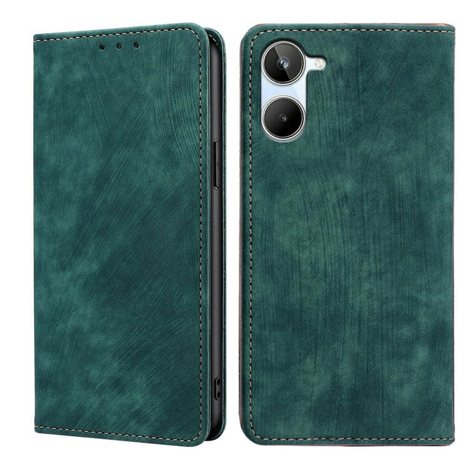 Чехол-книжка MyPads для Realme 10 4G с мягким прикосновением, зеленый