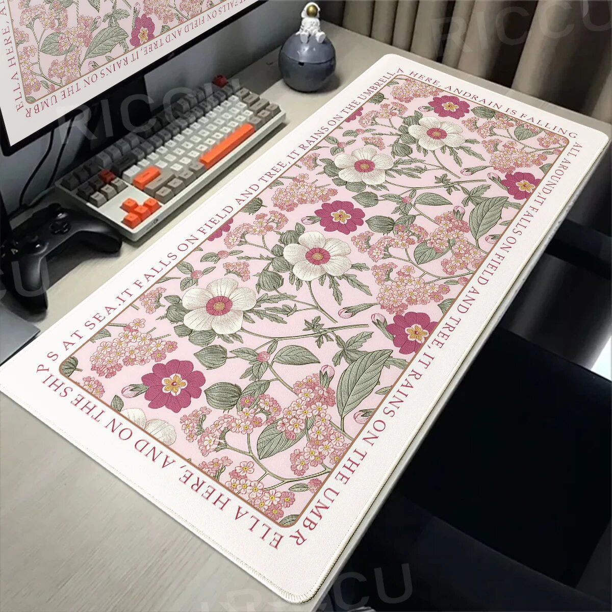 Riccu Коврик для мыши XXL, цветочный принт, Pattern-1