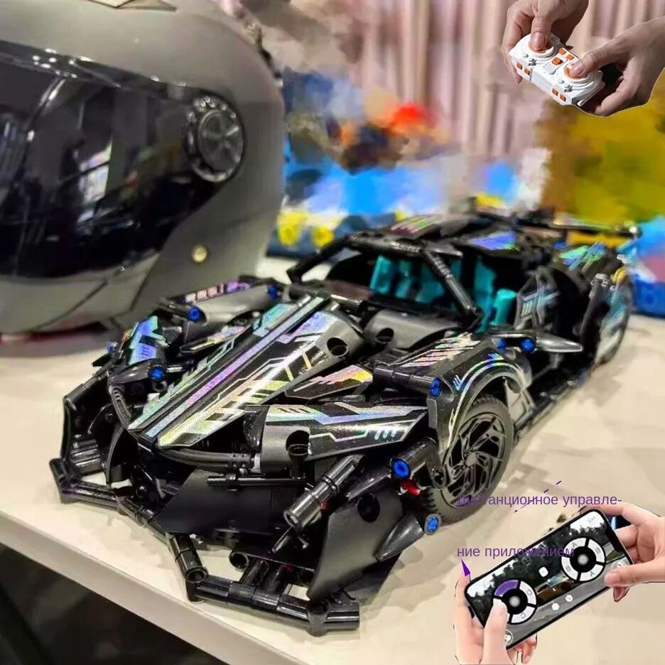 Машинка-конструктор 1:14 Building Block Sports Car Supercar, L-типа двигатель, сервомотор, пульт 2.4G — фото 1