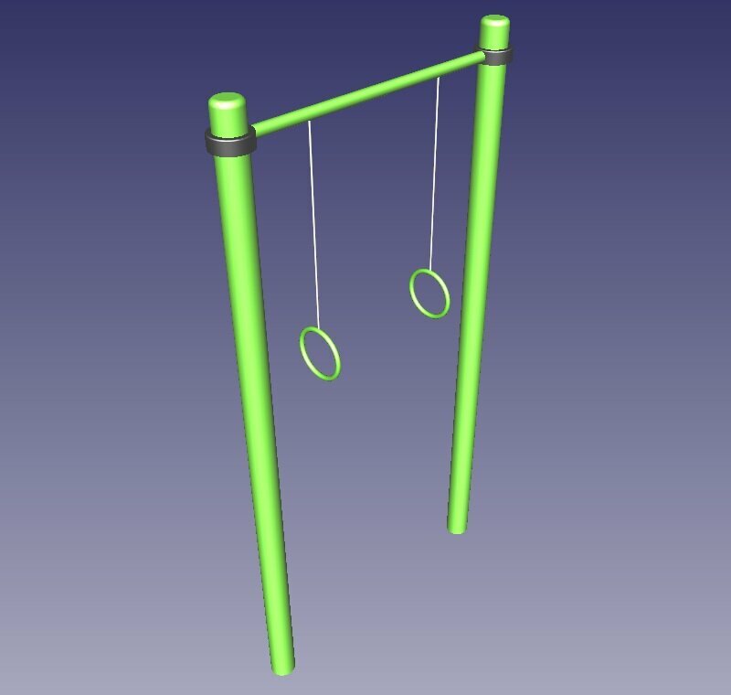 Турник с гимнастическими кольцами уличный тросет с регулировкой высоты на стальной цепи