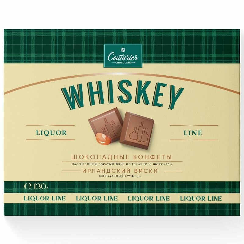 Конфеты COUTURIER LIQUOR LINE шоколадные со вкусом "WHISKEY" /картон/ 130г