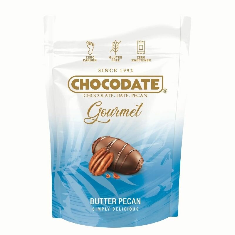 Конфеты CHOCODATE GOURMET Финики с орехом пекан и миндальным кремом в молочном шоколаде /дой-пак/ 90г