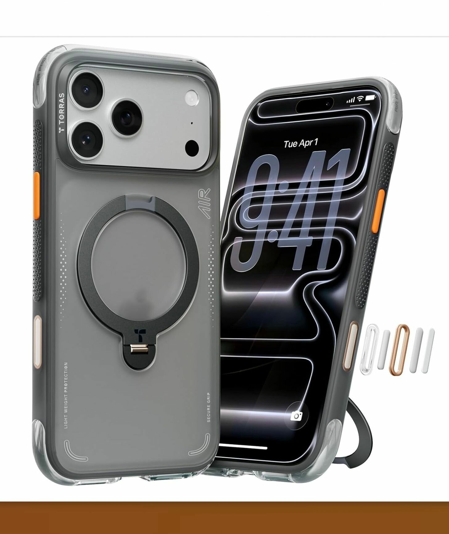 Чехол TORRAS Ostand Q3 Air для iPhone 17 Pro Max с магнитным держателем на 360 градусов, совместимый с MagSafe, с управлением камерой, ударопрочный, 6,9 дюйма