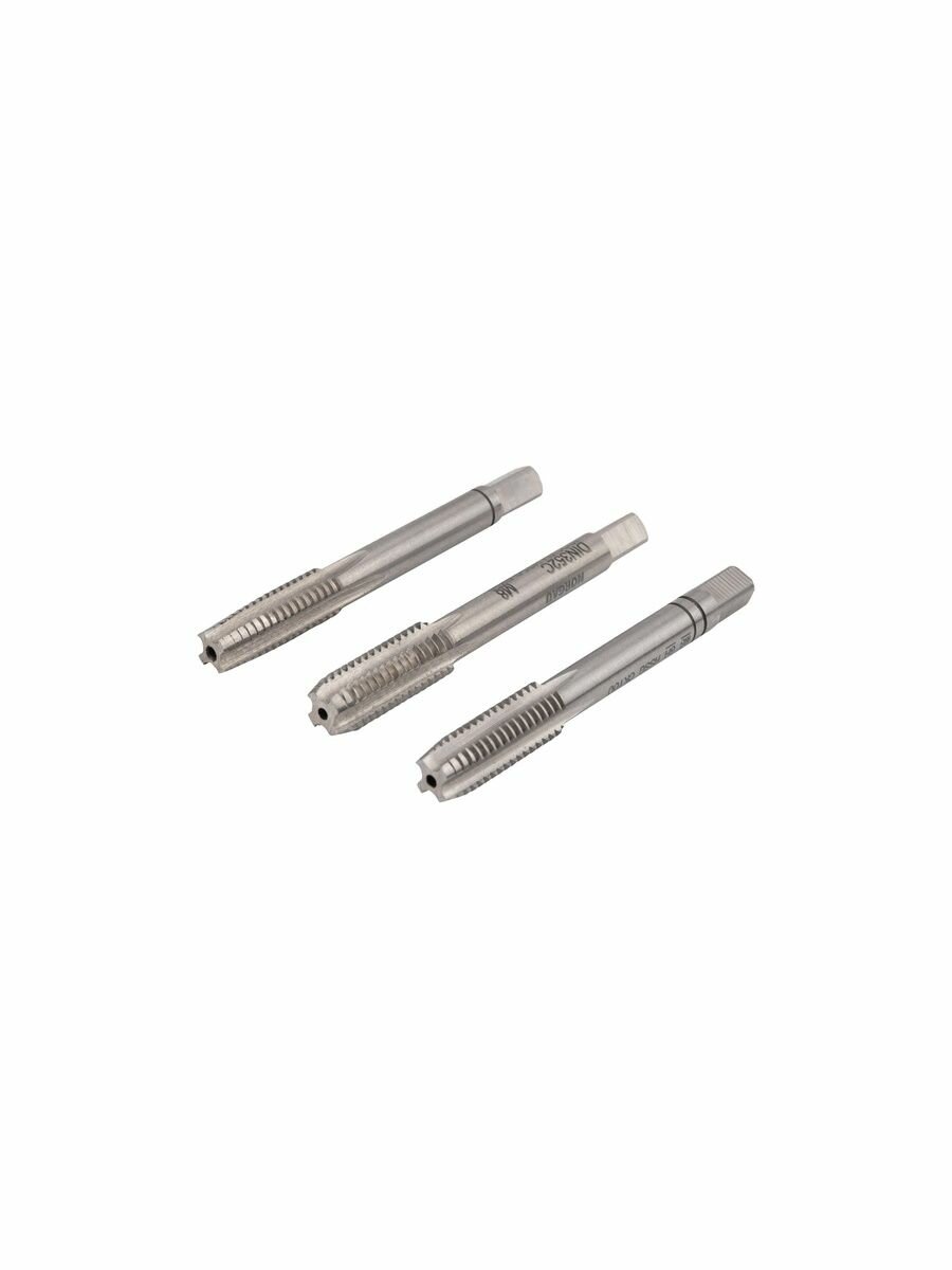 Набор метчиков NORGAU Industrial M 8 из HSS-G (W6% Mo5%), по стали, чугуну и цветным металлам, 3 предмета.