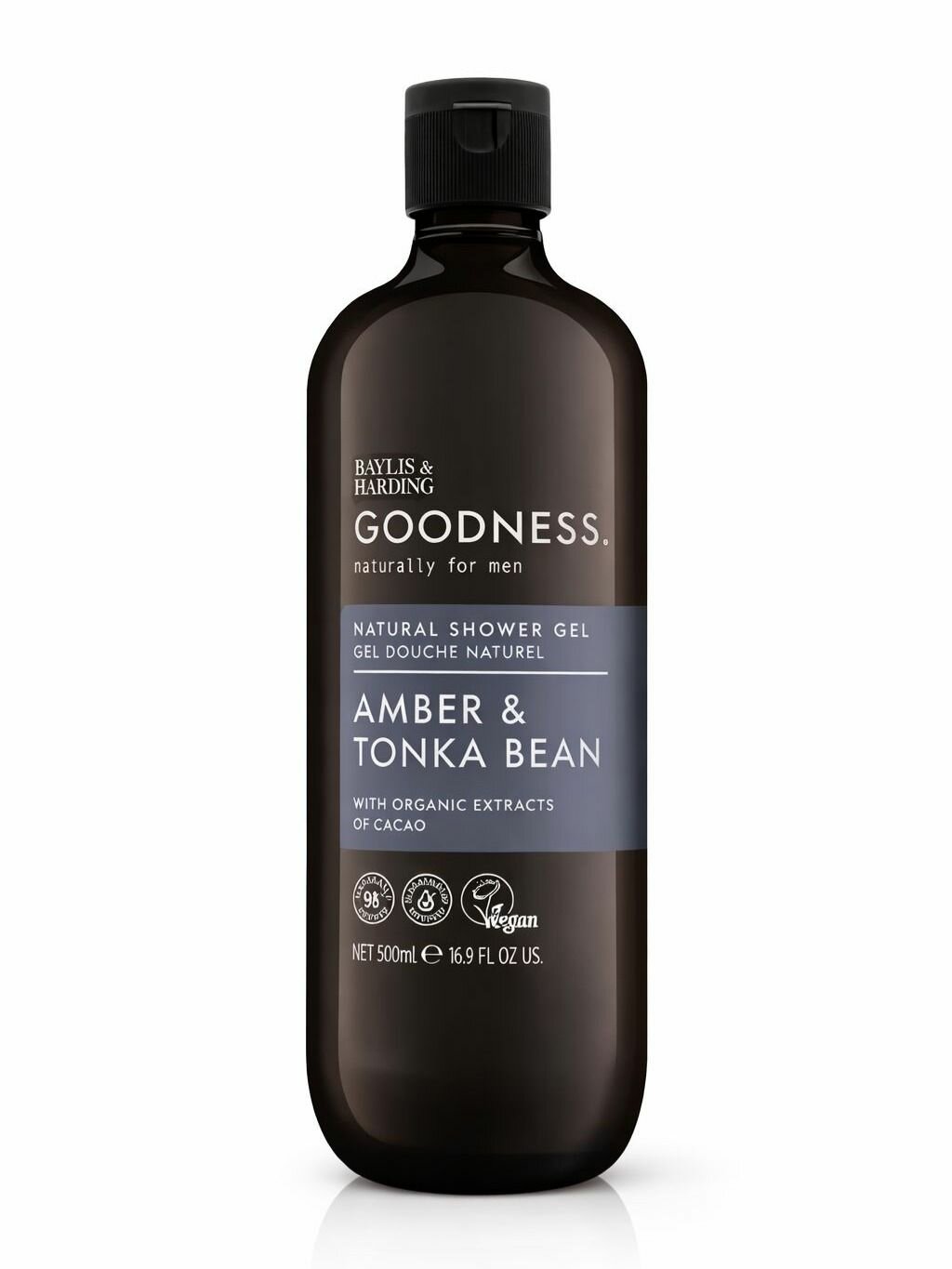 Baylis & Harding, Goodness Men Amber & Tonka Bean, Гель для душа, 500 мл