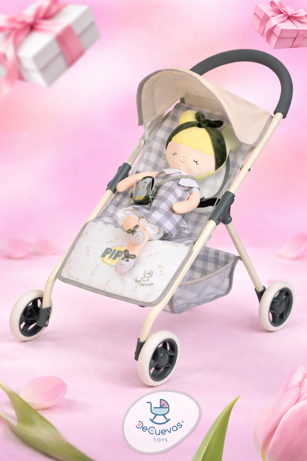 Коляска и кукла DeCuevas «Пингвинёнок Пипо», прогулочная, регулировка спинки, ремни безопасности
