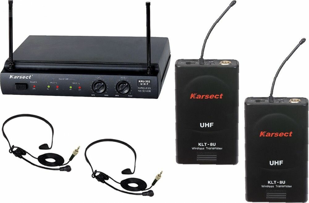 Karsect KRU-302/KLT-8U/HT-2 радиосистема UHF , 2 ушные гарнитуры , 2 антенны , кейс
